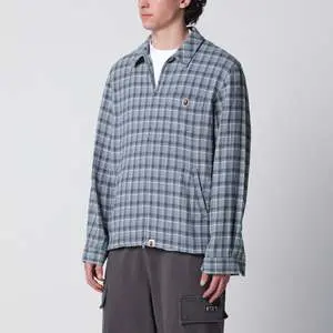 A BATHING APE Cotton Check-pattern Zip-up Shirt - Blue