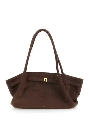 Jw Pei Hana Shoulder Handbag With Logo Plate, Ecoleather, Two Top Handles, Magnetic Closure, 43x25x13.5 Cm - Brown
