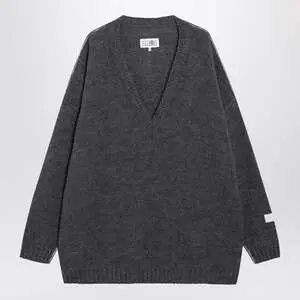MAISON MARGIELA Oversized V-neck Heathered Knit Sweater