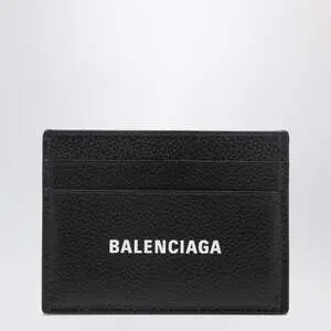 Balenciaga Cash Card Holder In Grained Leather - Black