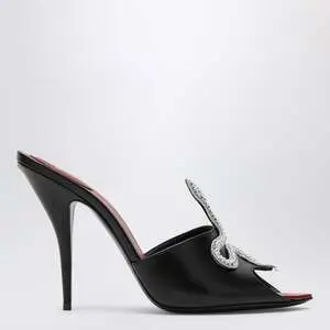 Valentino Garavani Heart Serpent Goatskin Slide Sandals - Black