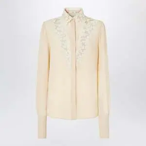 Fendi Feminine Georgette Mini Shirt With Parchment-tone Sheen