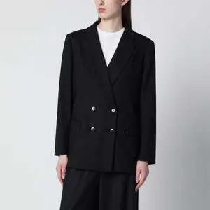 VITOVI Double-breasted Silk Blazer Jacket - Black