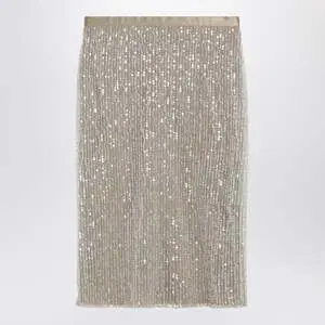 AMI Paris Sequin Midi Skirt - Beige