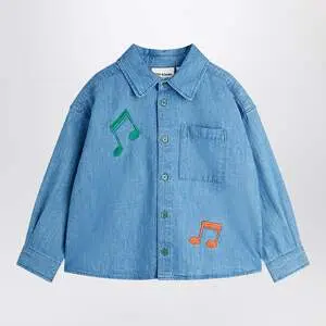 MINI RODINI Mini Denim Shirt With Musical Note Print