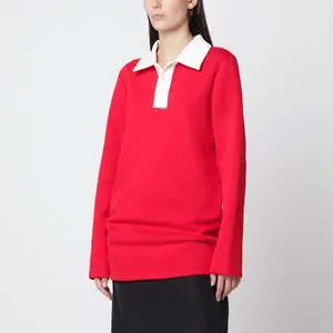 LII Oversized Cotton Polo Shirt - Red
