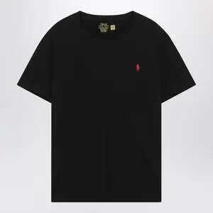 Polo Ralph Lauren Custom Slim-fit Cotton T-shirt With Contrasting Embroidered Logo - Black