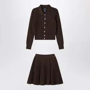 Polo Ralph Lauren Polo Cardigan And Mini Skirt Set - Brown