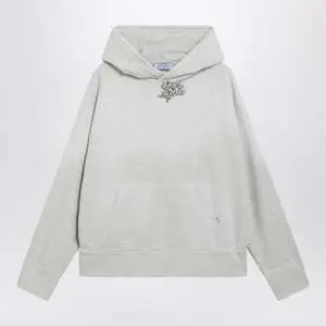 Prada Marble Cotton Hoodie With Jewel Brooch Detail - Beige