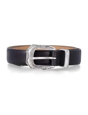 MANCINI 1979 Western Buckle Leather Belt - Nero