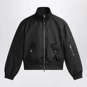 THE FRANKIE SHOP Short Storm Technical Fabric Mini Bomber Jacket - Black