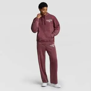 Champion Mineral Wash Pullover Hoodie, C Patch Logo - Cabernet