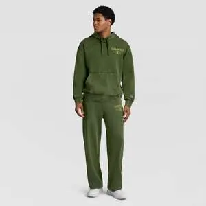 Champion Mineral Wash Pullover Hoodie, C Patch Logo - Chive