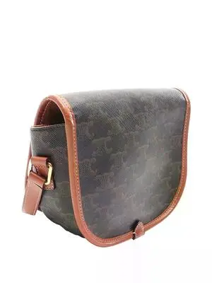 Celine 2010-2026 Medium Triomphe Coated Canvas Folco Crossbody Bag - Brown