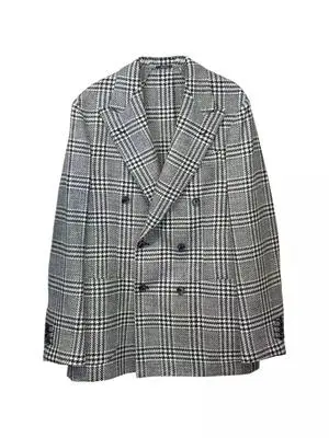 SARTORIO NAPOLI Prince Of Wales Check Double-breasted Blazer - Grey