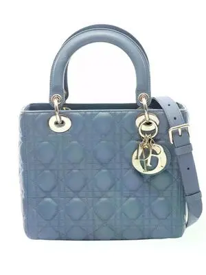 Dior 2000-2026 Medium Lambskin Cannage Lady Satchel - Blue