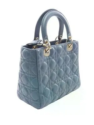 Dior 2000-2026 Medium Lambskin Cannage Lady Satchel - Blue