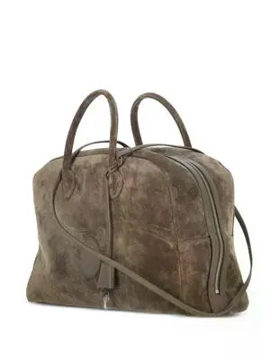 THE EROSE Suede Logo-patch Handbag