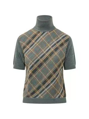TELA Malika Check-pattern Sweater - Grey