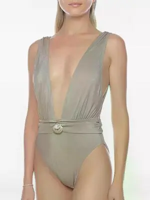 GOTTEX Deep Plunge Shell-embellished Swimsuit