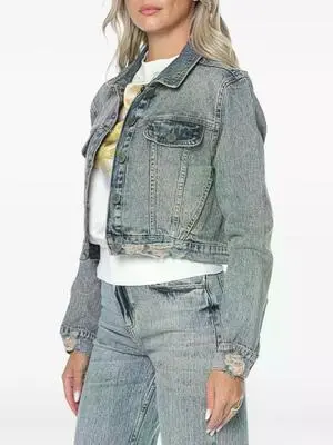 ONETEASPOON Crystal-embellished Cropped Denim Jacket