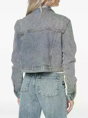 ONETEASPOON Crystal-embellished Cropped Denim Jacket