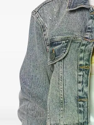 ONETEASPOON Crystal-embellished Cropped Denim Jacket