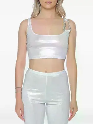 CHIARA FERRAGNI Crystal-embellished Cropped Top - Silver