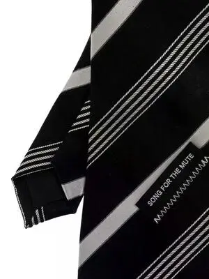 SONG FOR THE MUTE Playground Striped Silk Tie - Black