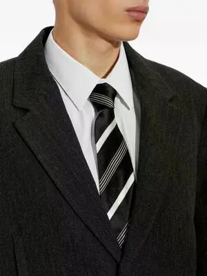 SONG FOR THE MUTE Playground Striped Silk Tie - Black