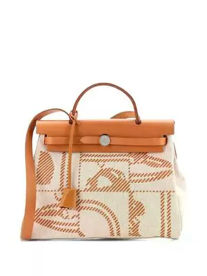 Hermès Herbag Zip Relief Brides De Gala Toile And Leather 31 Shoulder Bag