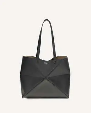 Loewe Medium Puzzle Fold Tote Bag - Black