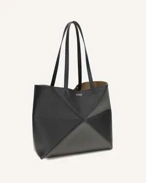 Loewe Medium Puzzle Fold Tote Bag - Black