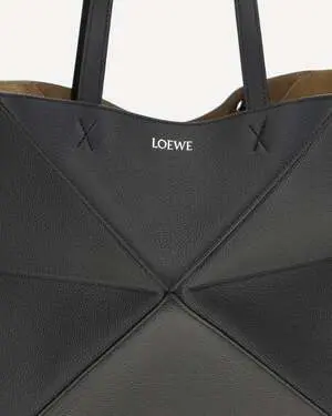 Loewe Medium Puzzle Fold Tote Bag - Black