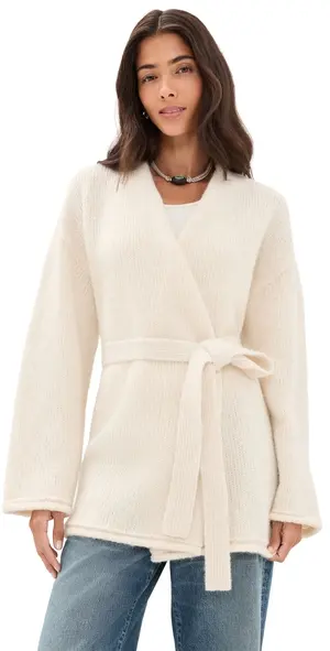 Faherty Brand Apres Alpaca Wrap Cardigan - Cream