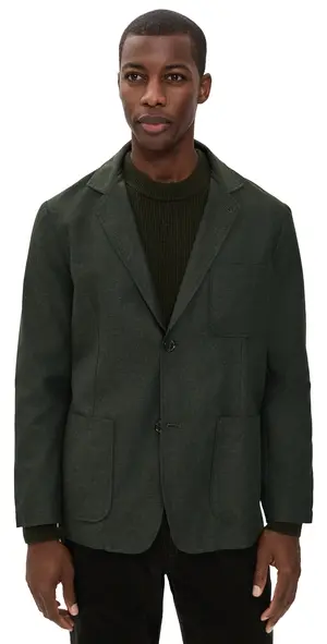 Universal Works Recycled It Tweed 2 Button Blazer - Olive