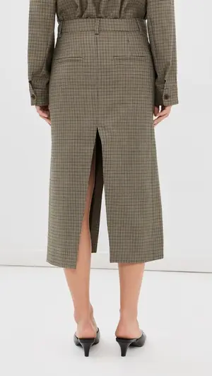 Tibi Thomas Menswear Check Midi Trouser Skirt