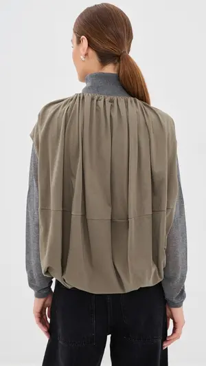 Tibi T-shirt Program Shirred Neck Circular Top