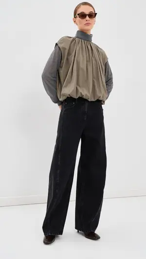 Tibi T-shirt Program Shirred Neck Circular Top