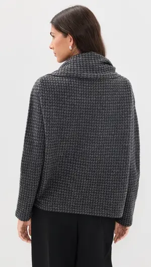 Vince Draped Scarf Houndstooth Sweater