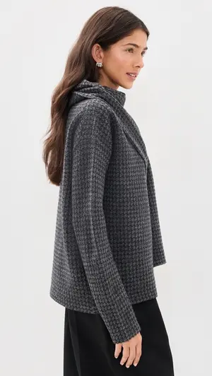 Vince Draped Scarf Houndstooth Sweater