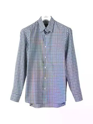 Brioni Check-print Cotton Shirt - Blue