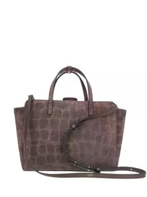 HIDESINS M Flap Croc-effect Suede Tote Bag