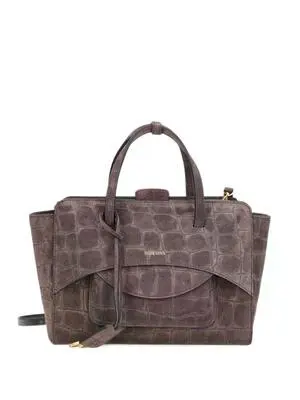 HIDESINS M Flap Croc-effect Suede Tote Bag