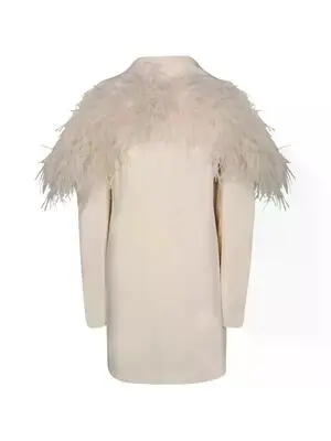 P.a.r.o.s.h Feather-trim Cold-shoulder Mini Dress