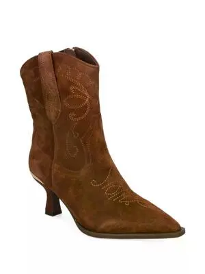 ALMA EN PENA Embroidered Suede Ankle Boots