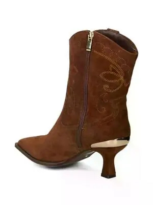 ALMA EN PENA Embroidered Suede Ankle Boots