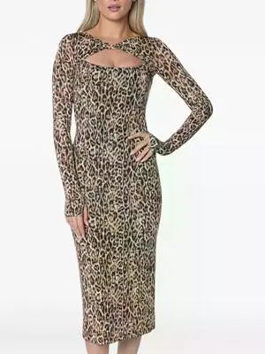 Just Cavalli Leopard-print Cutout-detail Midi Dress