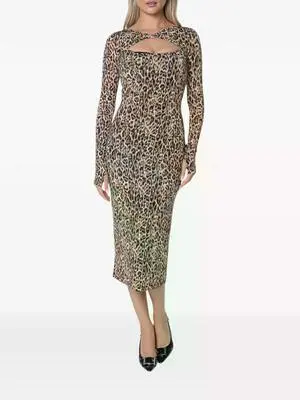Just Cavalli Leopard-print Cutout-detail Midi Dress