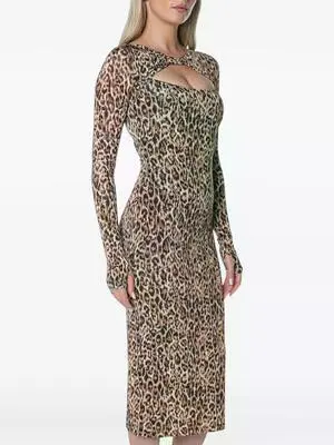 Just Cavalli Leopard-print Cutout-detail Midi Dress